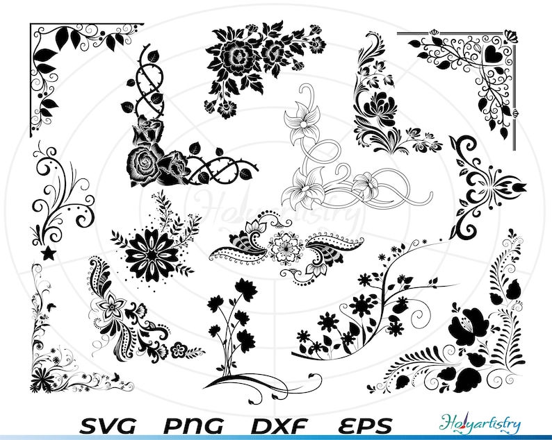 Floral Corner SVG, Corner, Floral Border, Floral, Floral Frame Svg ...