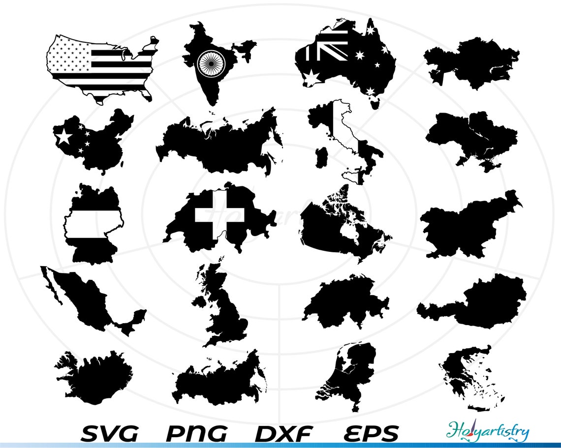 Countries Map Svg, World Map Svg, Map Svg, States Svg, Clipart, Cut ...
