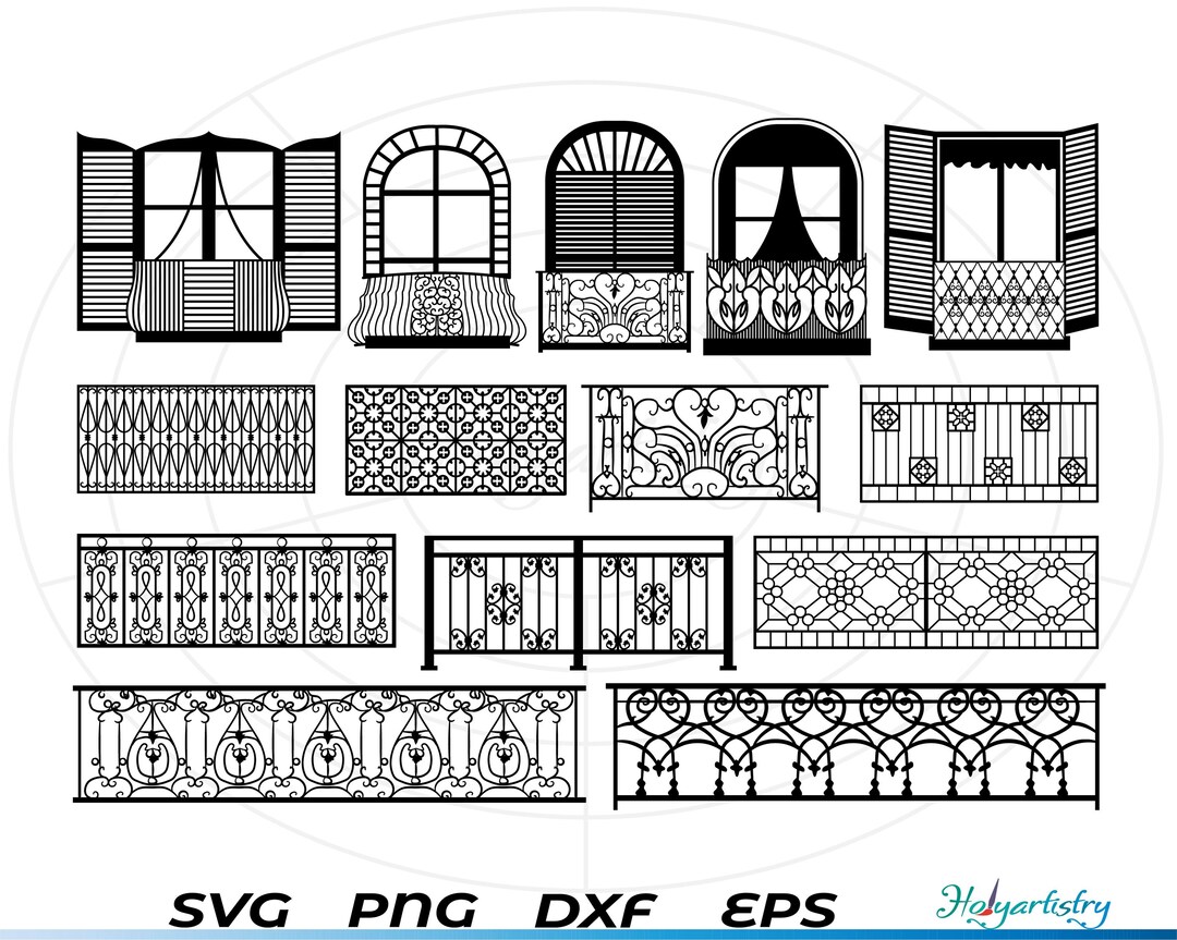 Balcony Svg, Decorative Balcony Svg, Architecture Svg, Balcony Dxf ...