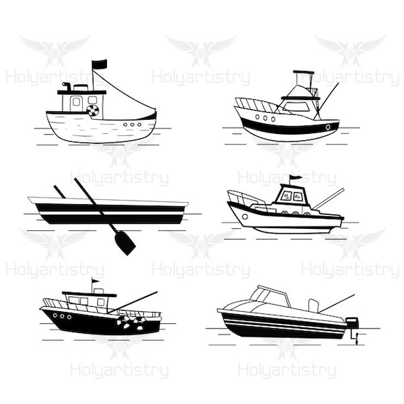 Fishing Boat SVG Fishing DXF Boat Cutting File for Cricut | Etsy
