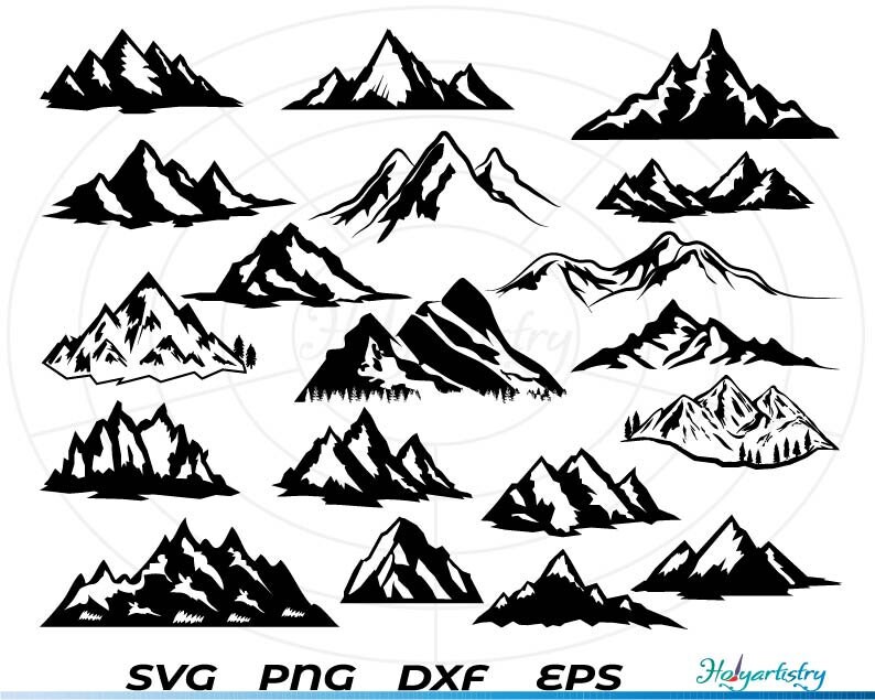 Mountains SVG Bundle, Nature SVG, Landscape SVG, Mountain Silhouette ...