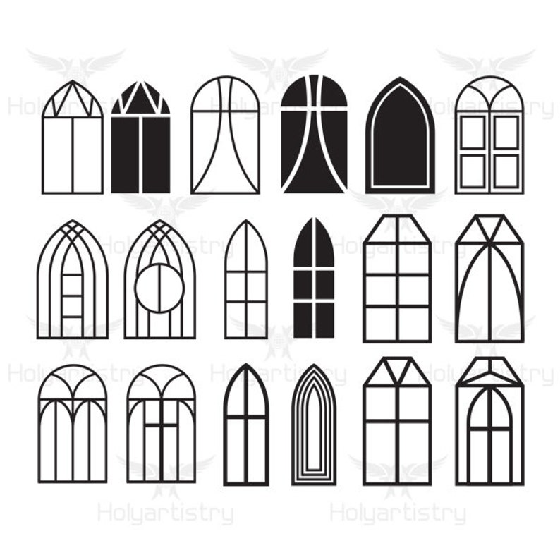 Church Windows SVG, Gothic Windows Bundle Cutting File for Cricut ...