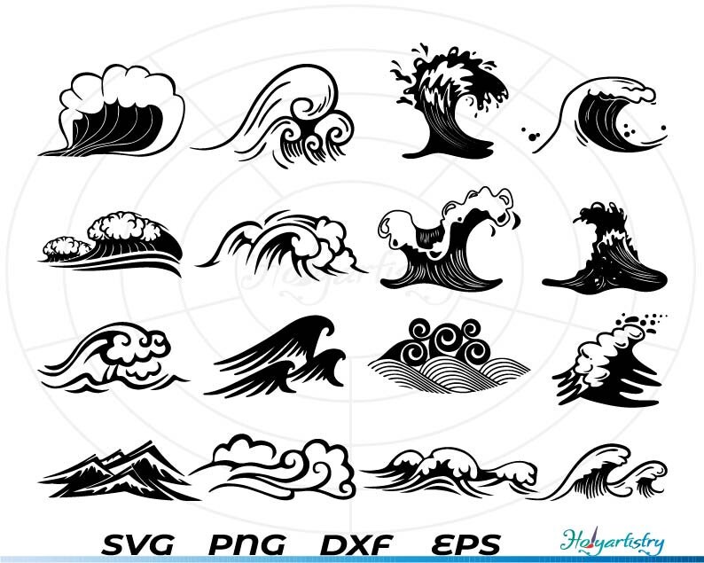 Wave SVG, Wave Vector, Silhouette, Cricut File, Clipart, Cuttable ...