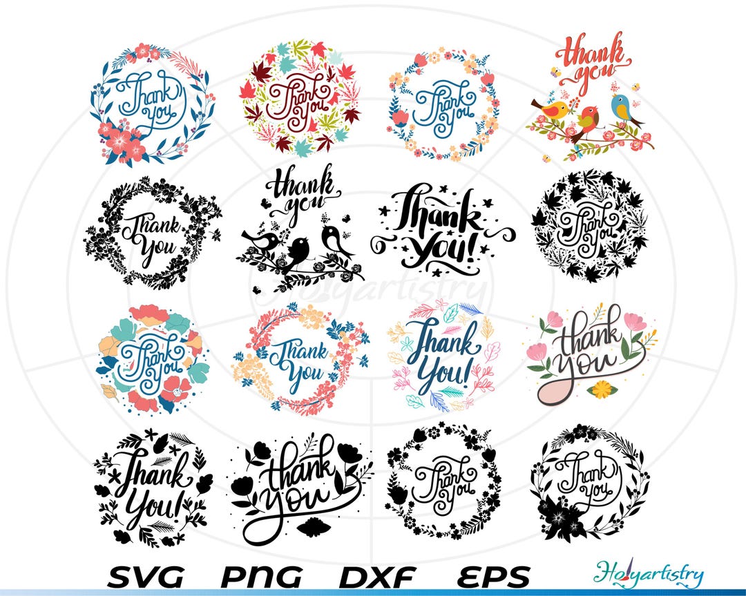 Thank You SVG Bundle, Thank You Colourful Sign, Wedding Thank You Svg ...