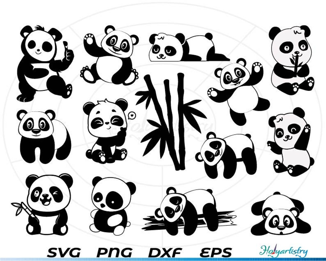 Lazy Cute Panda's Svg Bundle, Cute Panda Vector Svg, Bamboo With Panda ...