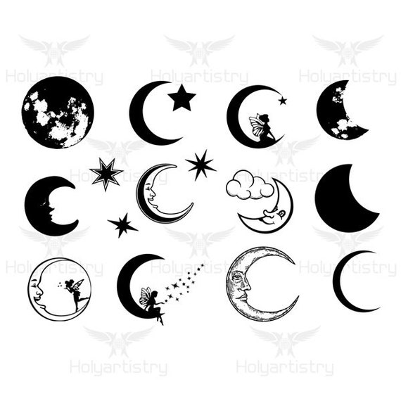 Moon SVG lune et étoiles Cutting File pour Cricut Vector | Etsy