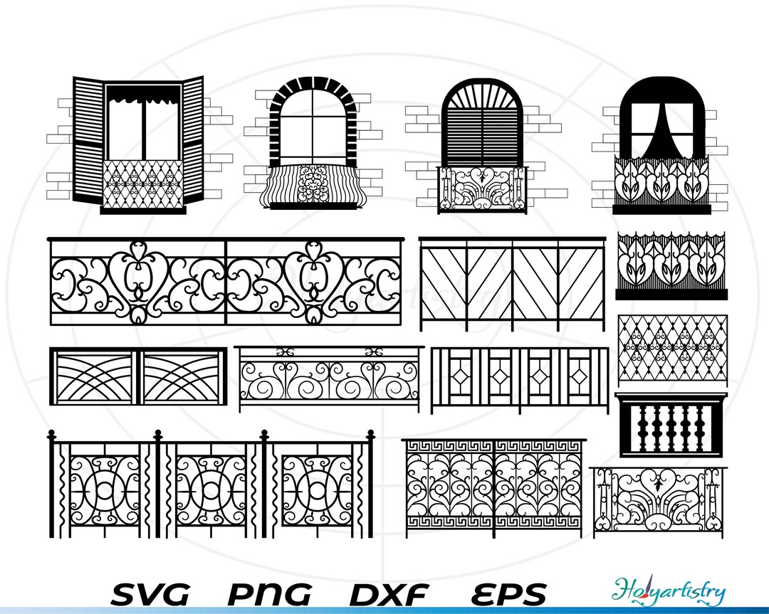 Decorative Balcony Svg, Balcony Svg, Architecture Svg, Balcony Dxf ...