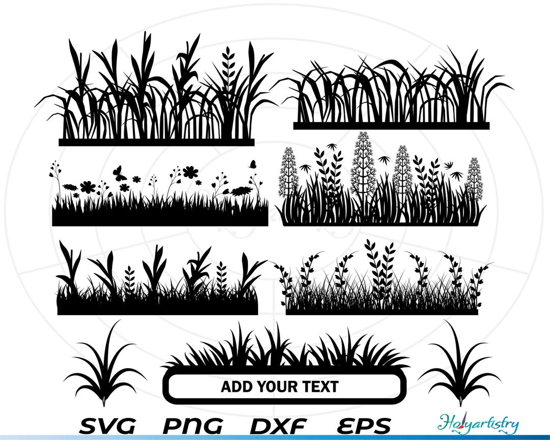 Grass Svg Bundle,wild Grass Border Svg,flower Branch Svg,grass Clipart ...