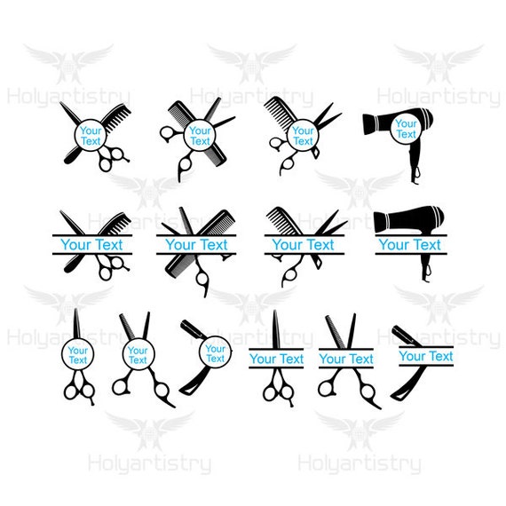 Salon Instruments SVG Hair Instruments Add Text Cutting File | Etsy