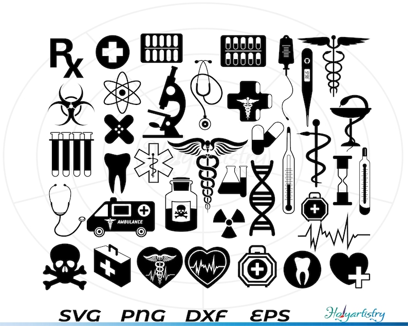 Medical Tools Clipart SVG Bundle Doctor Nurse Hospital Silhouette ...