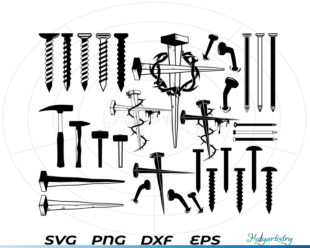 Nails SVG Bundle, Svg Files for Cricut, Carpenter Svg, Nail SVG, Screw ...