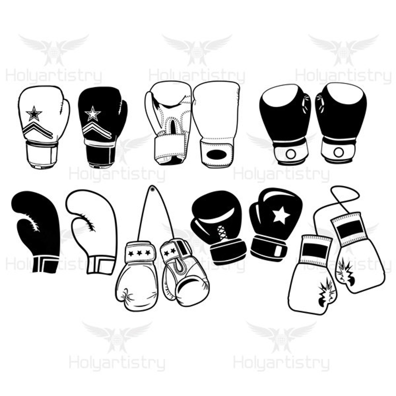 Boxing Gloves SVG, Gloves Bundle Cutting File for Cricut, Vector ...
