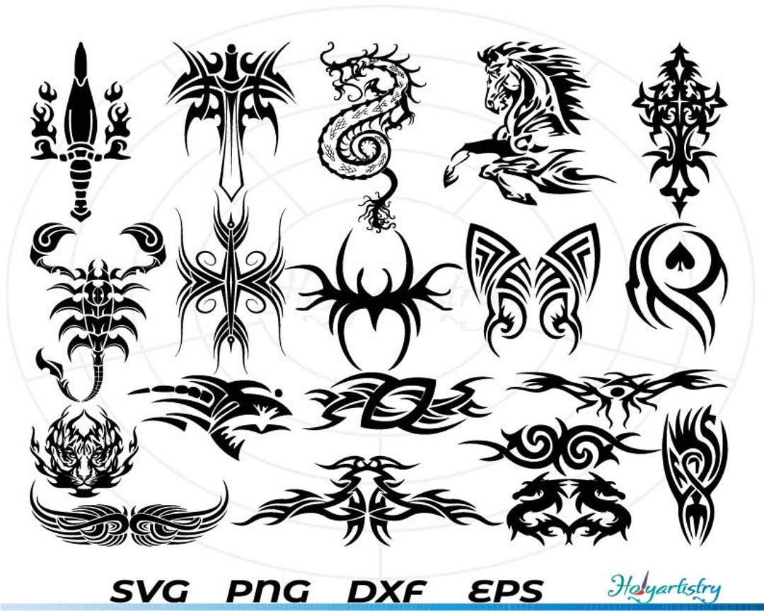 Tribal Tattoo Svg, Tattoo Svg, Tattoo Pattern Svg, Clipart, Cut Files ...