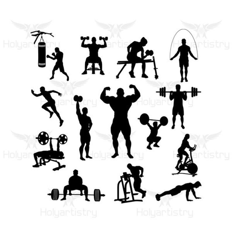 Gym SVG, Gym Instruments Cricut, Dumbbell Vector, Barbell Silhouette ...