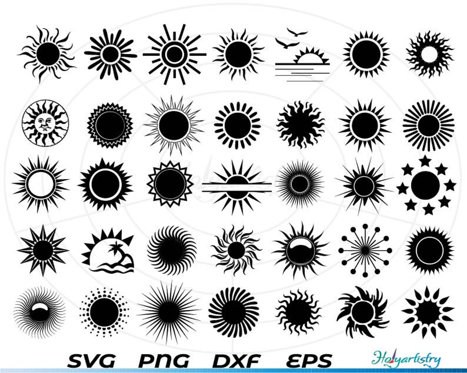 Sun SVG Bundle, Sun Svg, Sunset Svg, Sun Clipart, Sun Cut Files for ...