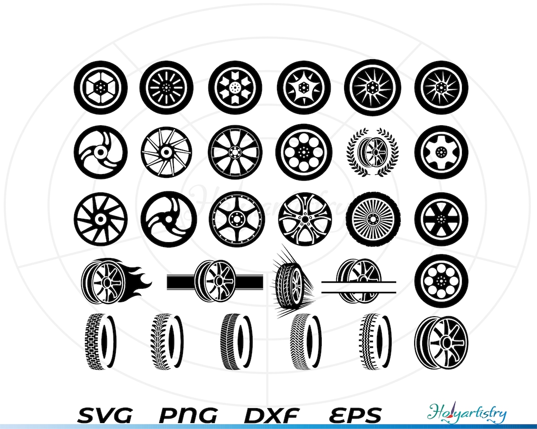 Tires SVG Bundle, Car Tires Svg File for Cricut, Wheels Design Element ...