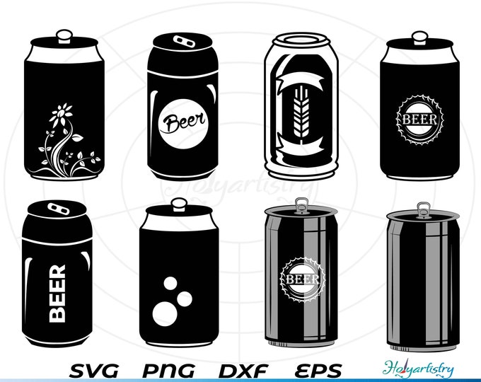 Beer Can Silhouette With Two Outlines | Beer Can SVG Beer Can Outline ...