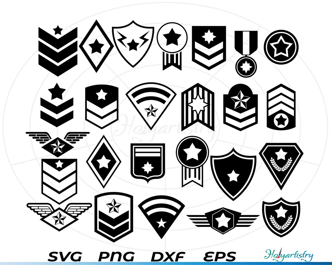Army Enlisted Rank, Insignia SVG, Ranking Clipart Cut File, Cricut ...