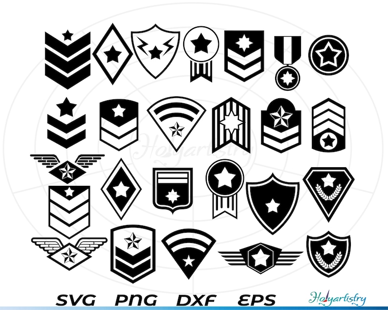Army Enlisted Rank, Insignia SVG, Ranking Clipart Cut File, Cricut ...