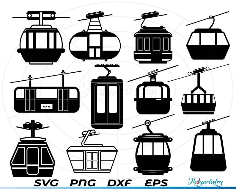 Cable Car SVG, Gondola Lift Svg, Aerial Tramway Svg, Clipart, Cut Files ...