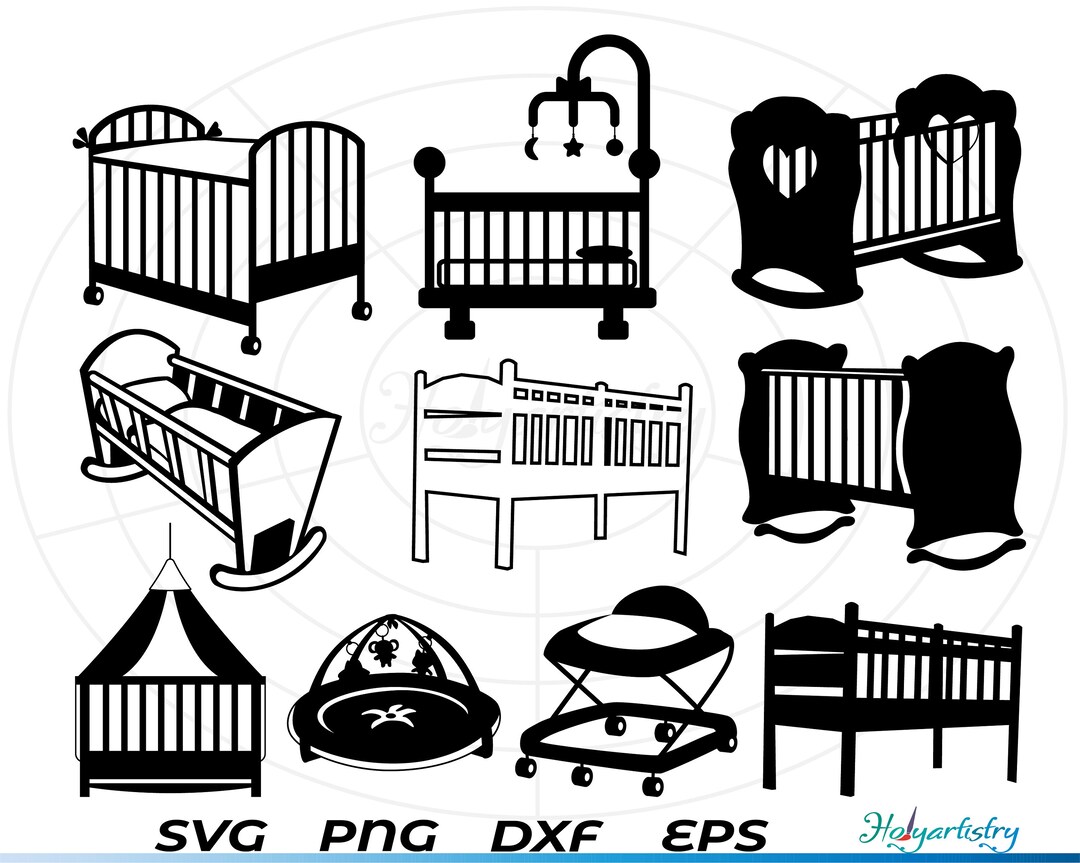 Baby Crib SVG, Baby Crib Clipart, Baby Crib Files for Cricut, Baby Crib ...
