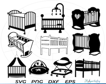 Baby Crib Outline SVG, Baby Crib SVG, Baby Crib Clipart, Baby Crib ...