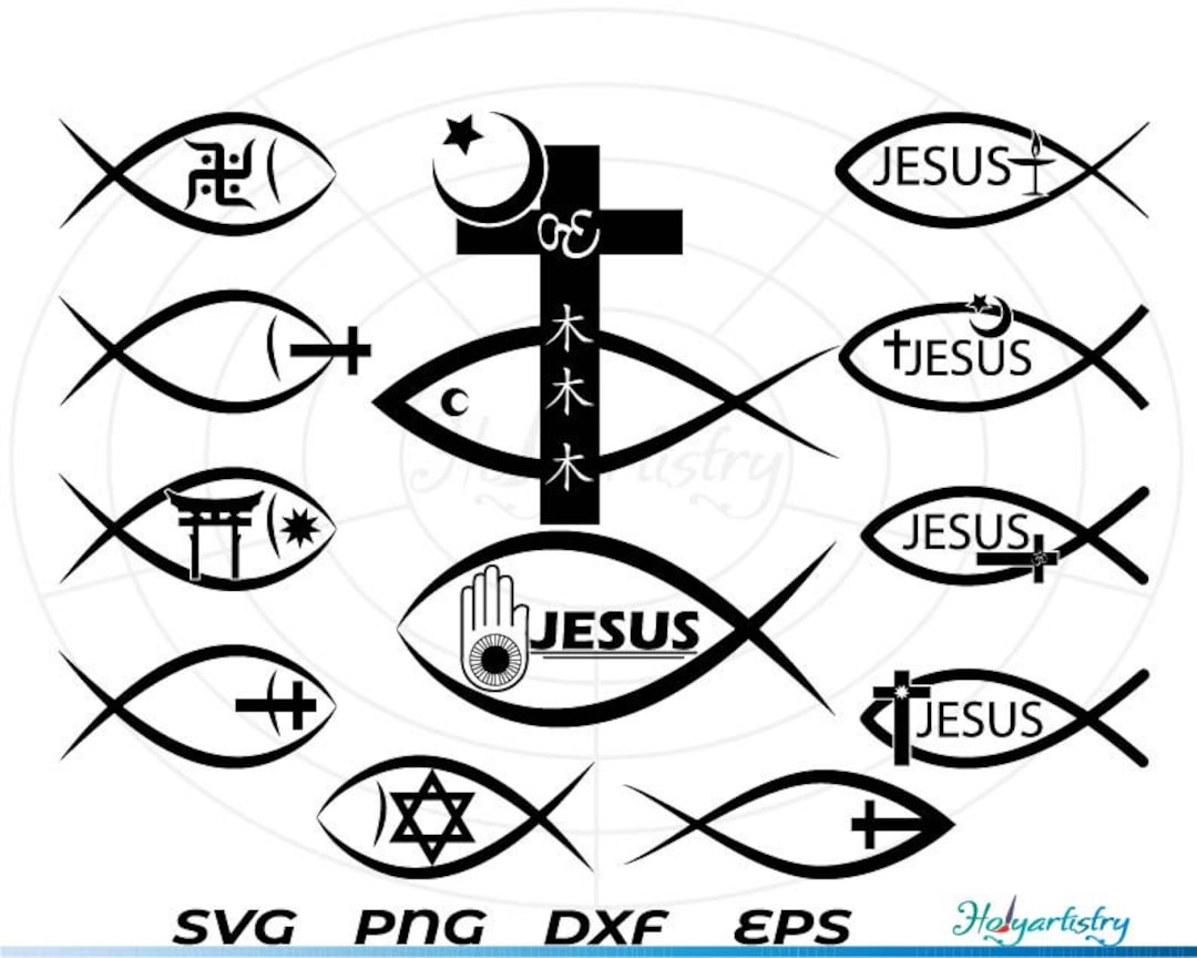 Christian Fish SVG, Ichthys, Jesus Fish, Religious Fish Symbol, God ...