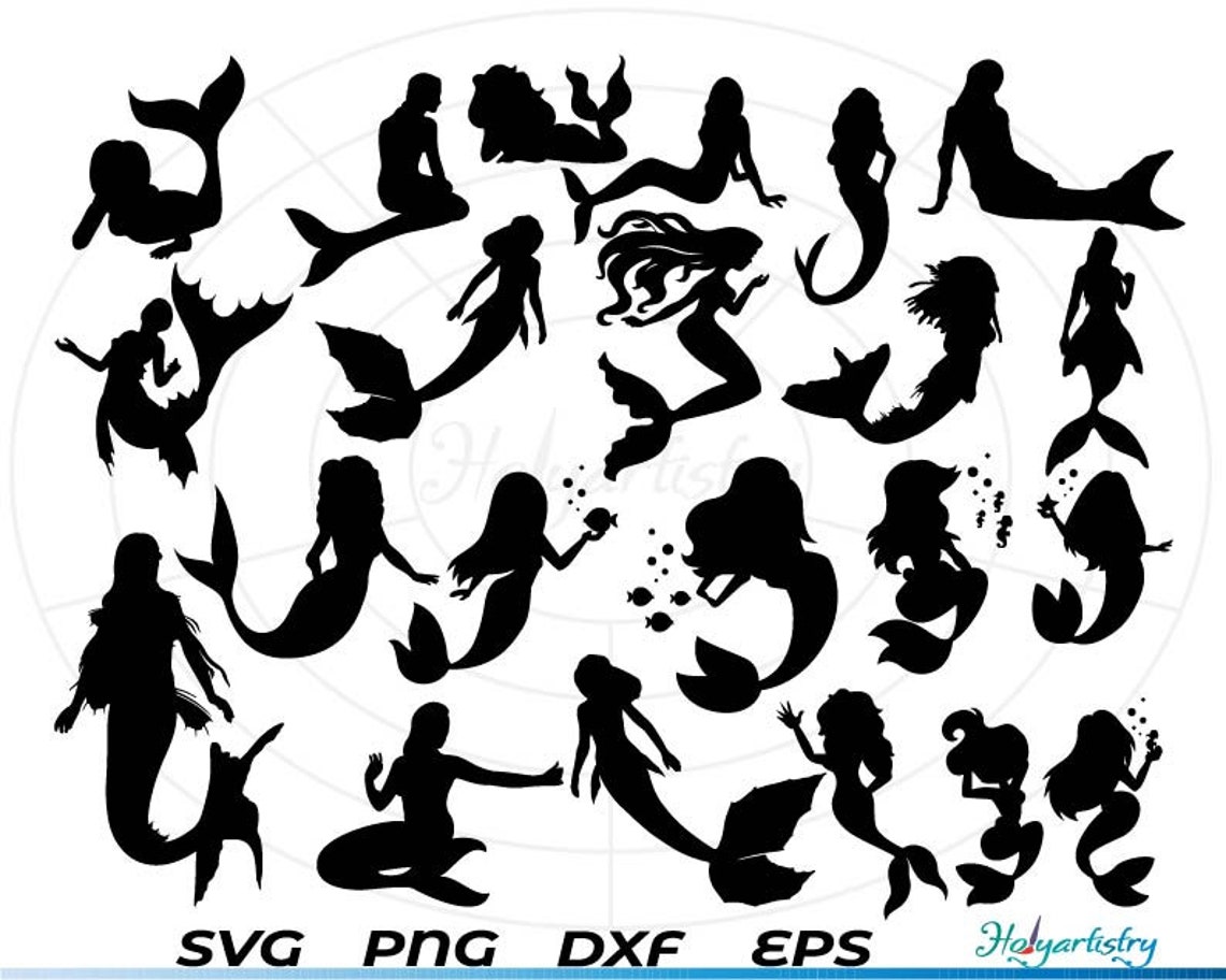 Mermaids SVG, Mermaids Vector, Silhouette, Cricut File, Clipart ...