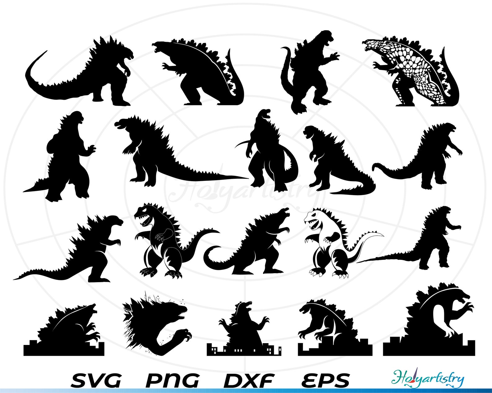 Godzilla Svg Bundle, Godzilla Svg, Godzilla Silhouette, Godzilla Clip ...