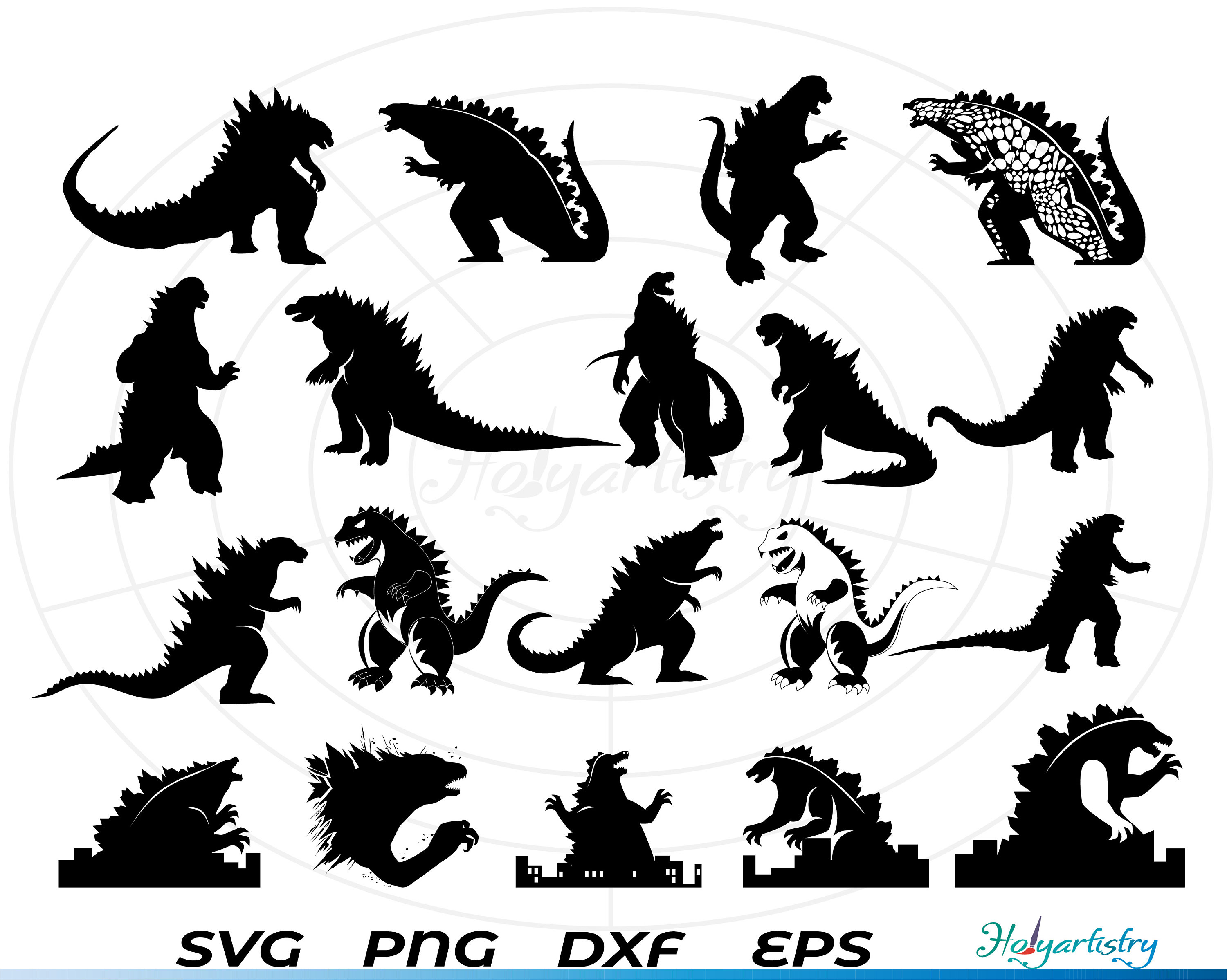 Godzilla Svg Bundle, Godzilla Svg, Godzilla Silhouette, Godzilla Clip ...