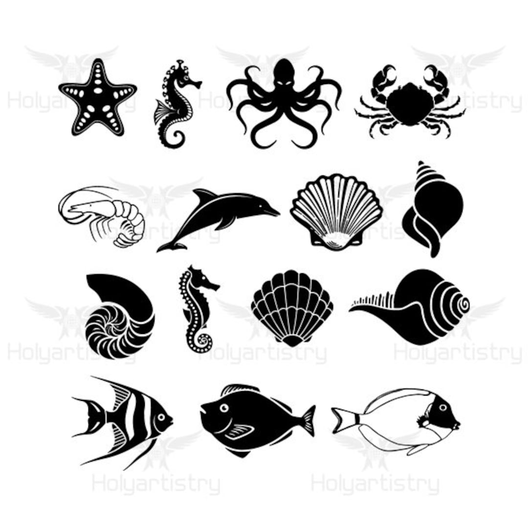 Sea Life SVG, Ocean Life Cutting File for Cricut, Marine Life Vector ...