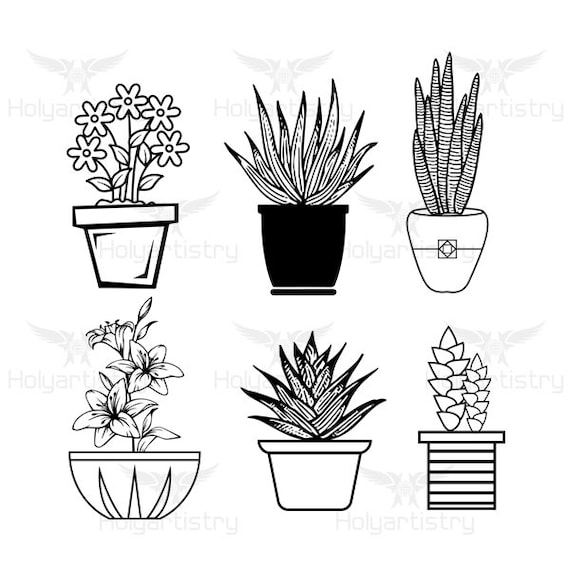 Flower Pot SVG Flower Plant Cutting File for Cricut Vector - Etsy