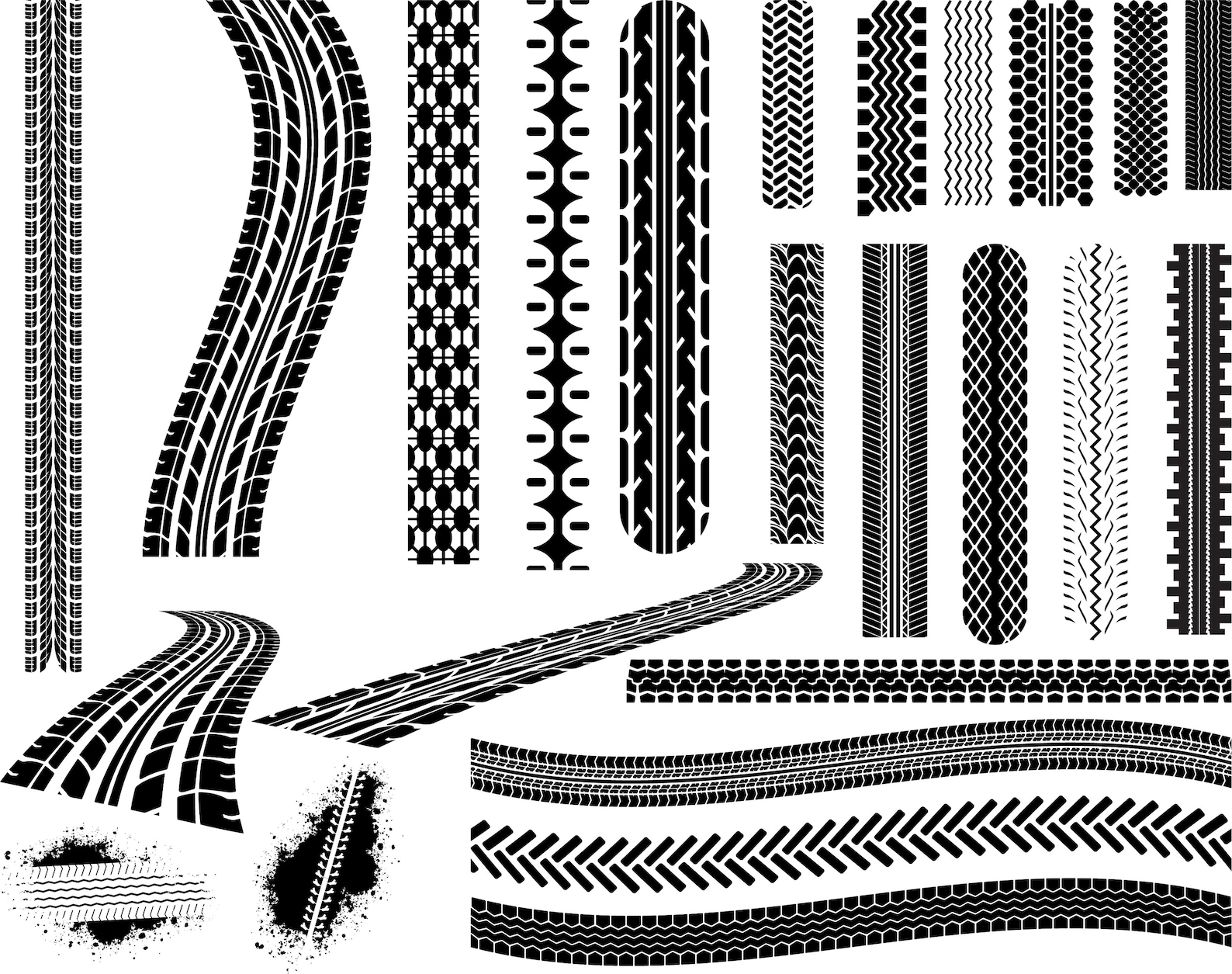 Tire Track Svg, Tire Tread Svg, Clipart, Cut Files for Silhouette ...