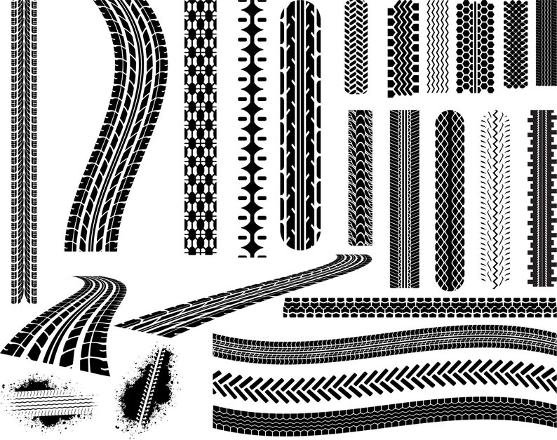Tire Track Svg, Tire Tread Svg, Clipart, Cut Files for Silhouette ...