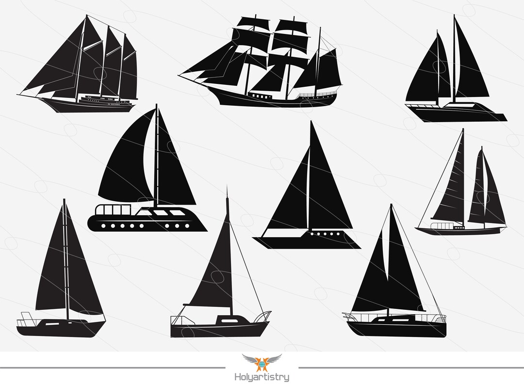 Sailing Ship SVG, Anchor DXF, Boat Cutting File for Cricut, Trawler ...