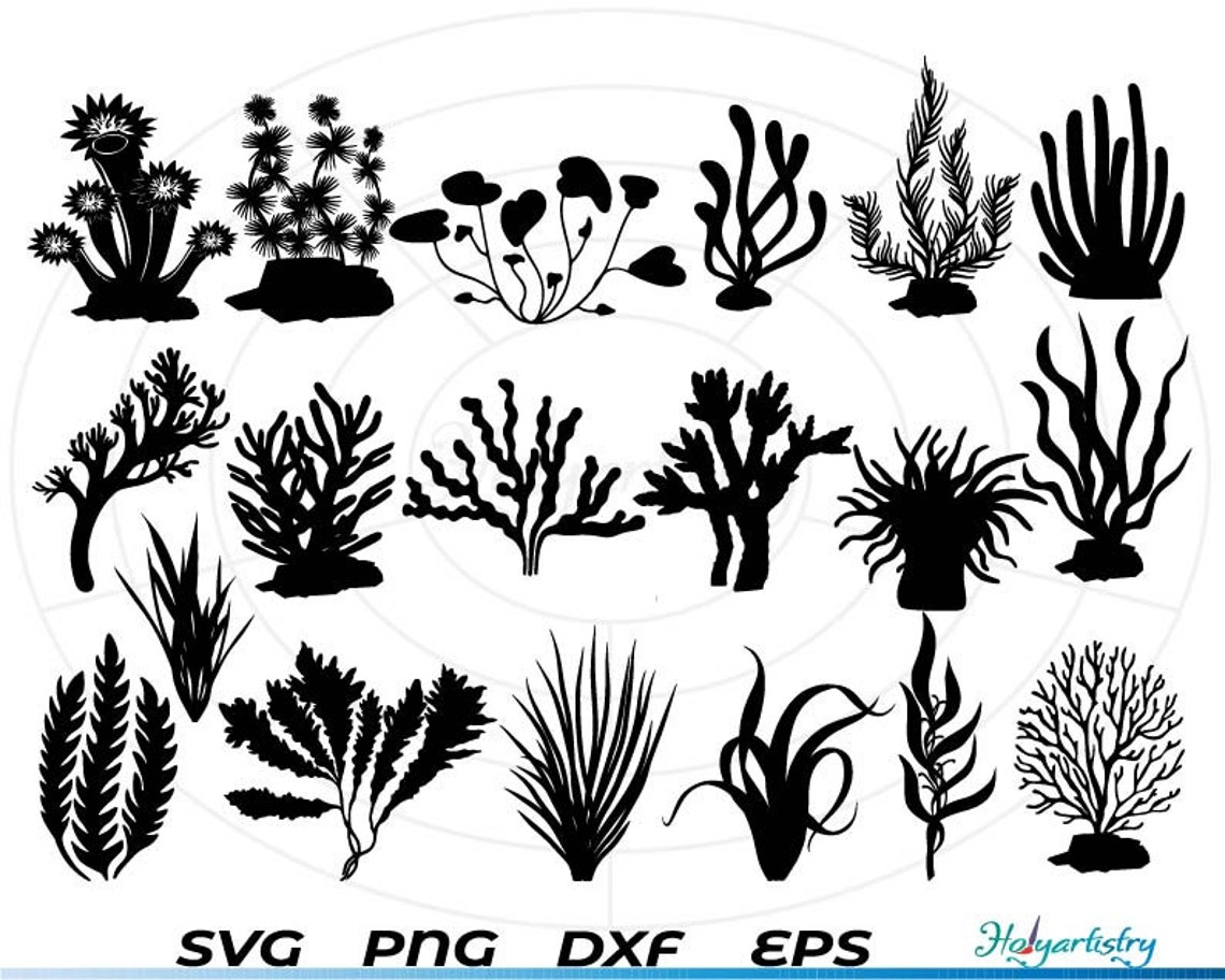 Coral Ocean SVG, Coral Svg, Seaweed Svg, Sea Plant Svg, Clipart, Cut ...