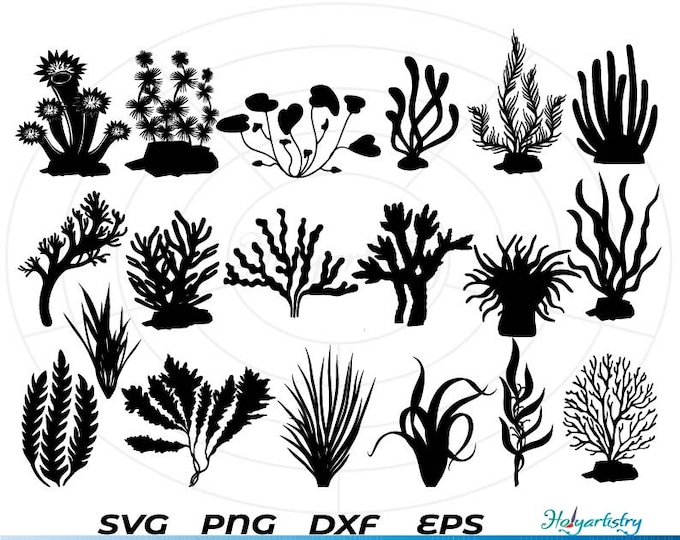 Corals Svg and Seaweed Svg Designs for Cricut and Silhouette, Ocean Svg ...