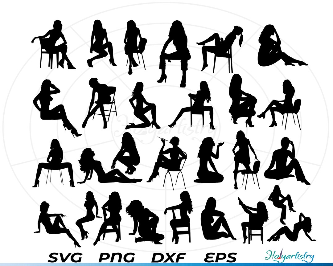 Sitting Lady, Girl Silhouette, Pack Bundle. Girls SVG , Sitting Lady ...