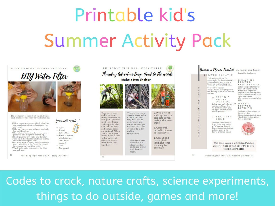 Kid's Summer Activity Pack Printable, 58 Page Instant PDF Download ...