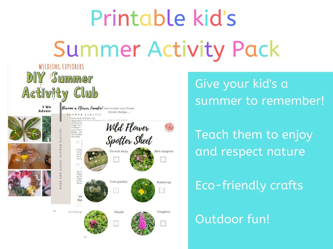 Kid's Summer Activity Pack Printable, 58 Page Instant PDF Download ...