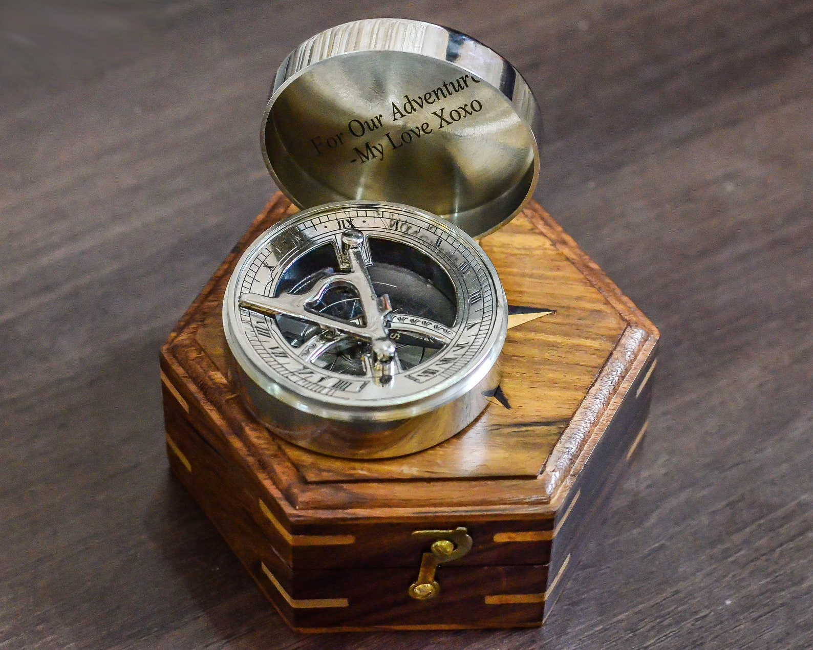 Engraved Sundial Compass, Compass for Son, Personalized Custom Sundial ...