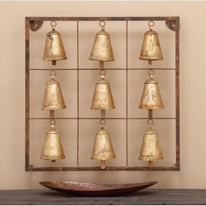 Antique Wall Hanging Metal Bell Wall Decor on 32cm Iron Stand, Indoor ...