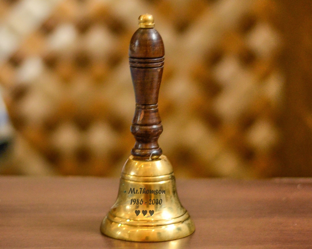 Personalized Brass Handheld Engraved Bell, Retirement Gift, Engagement ...