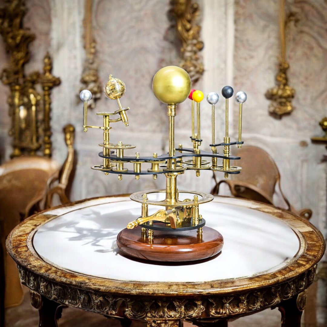Antique Brass Orrery Solar System, Fully Functional Sun Earth Moon ...