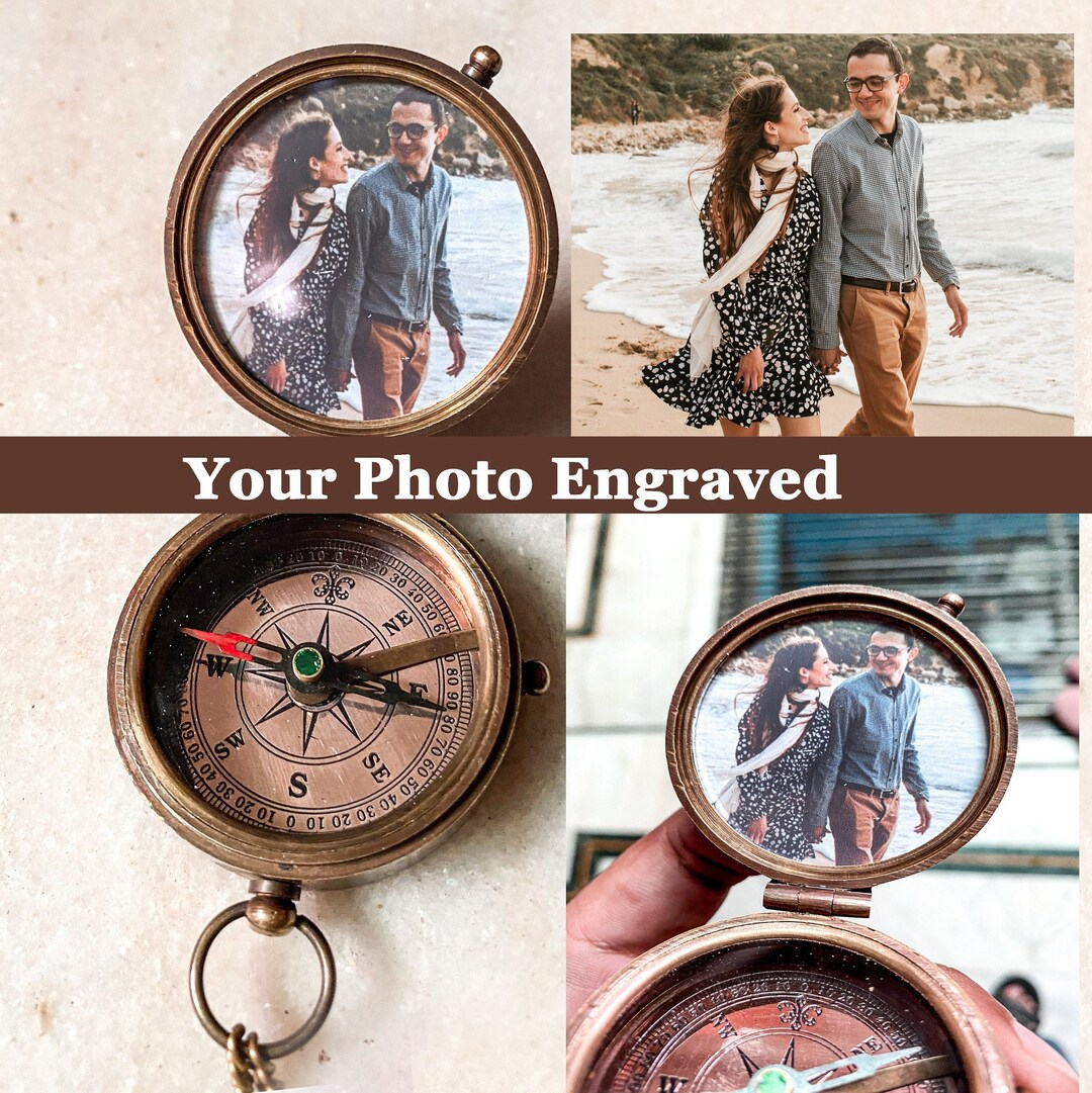 Picture Photo Compass, Personalized Compass, Wedding Gift, Anniversary ...