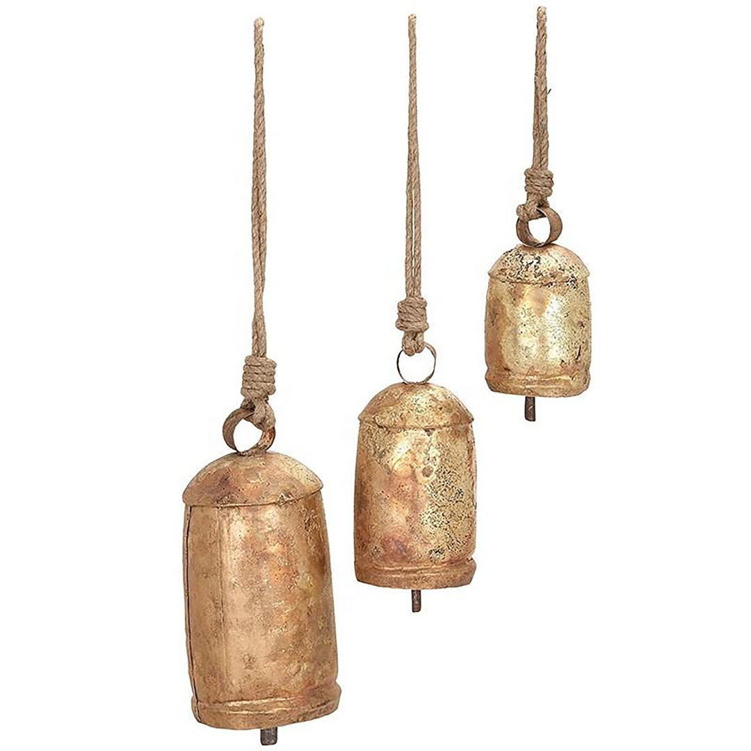 Set of 3 Rustic Cow Shabby Chic Country Metal Hanging Style Brass Giant ...