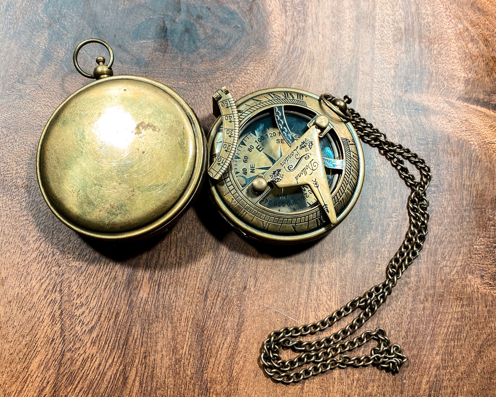 Personalized Engraved Sundial Compass With Customized Wooden - Etsy