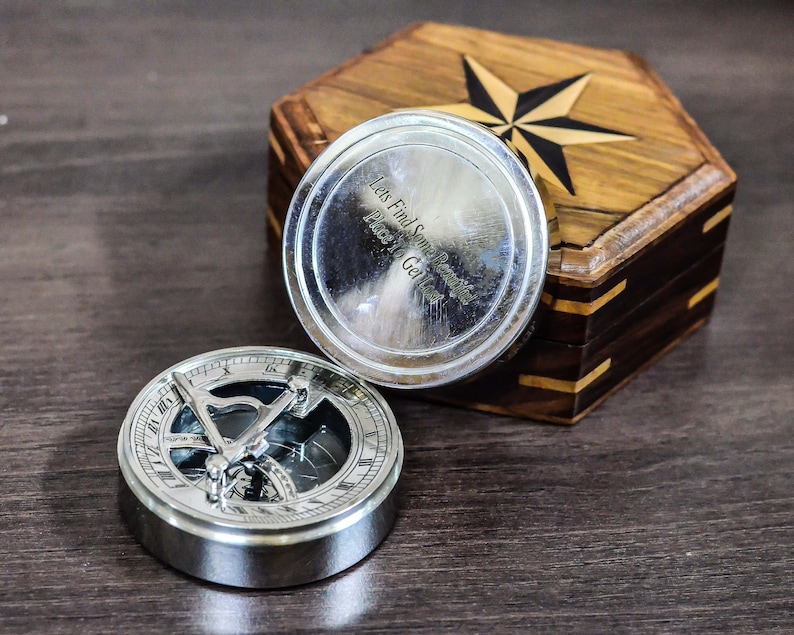 Personalized Sundial Compass, Compass for Son, Engraved Custom Sundial ...