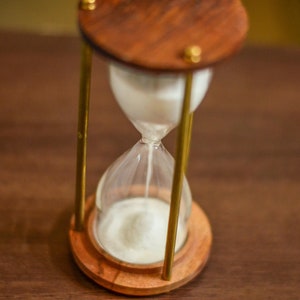 Engraved Solid Brass and Wood Hour Glass Sand Timer/ Personalized Sand ...