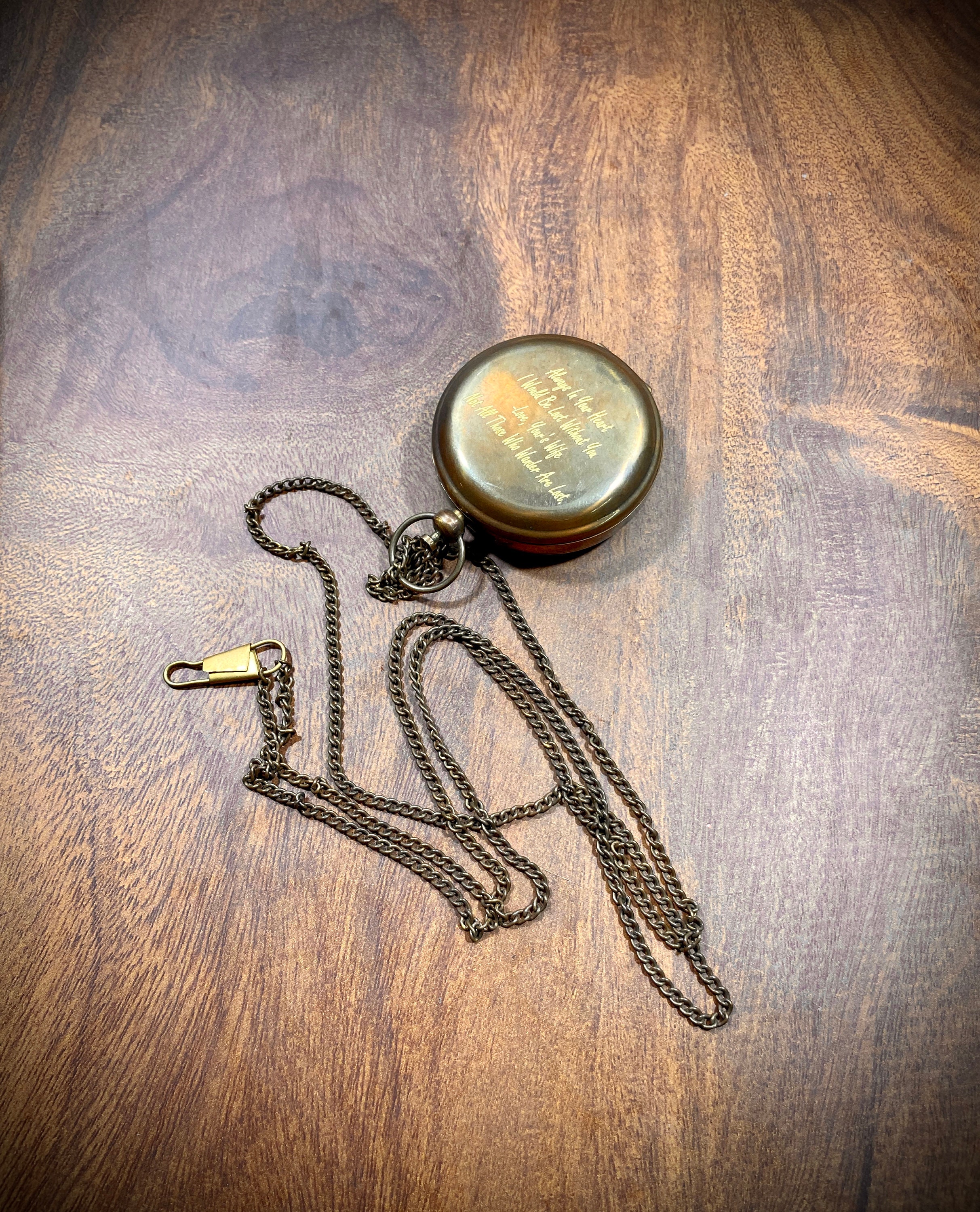 Engraved Personalized Brass Compass Locket Compass | Etsy